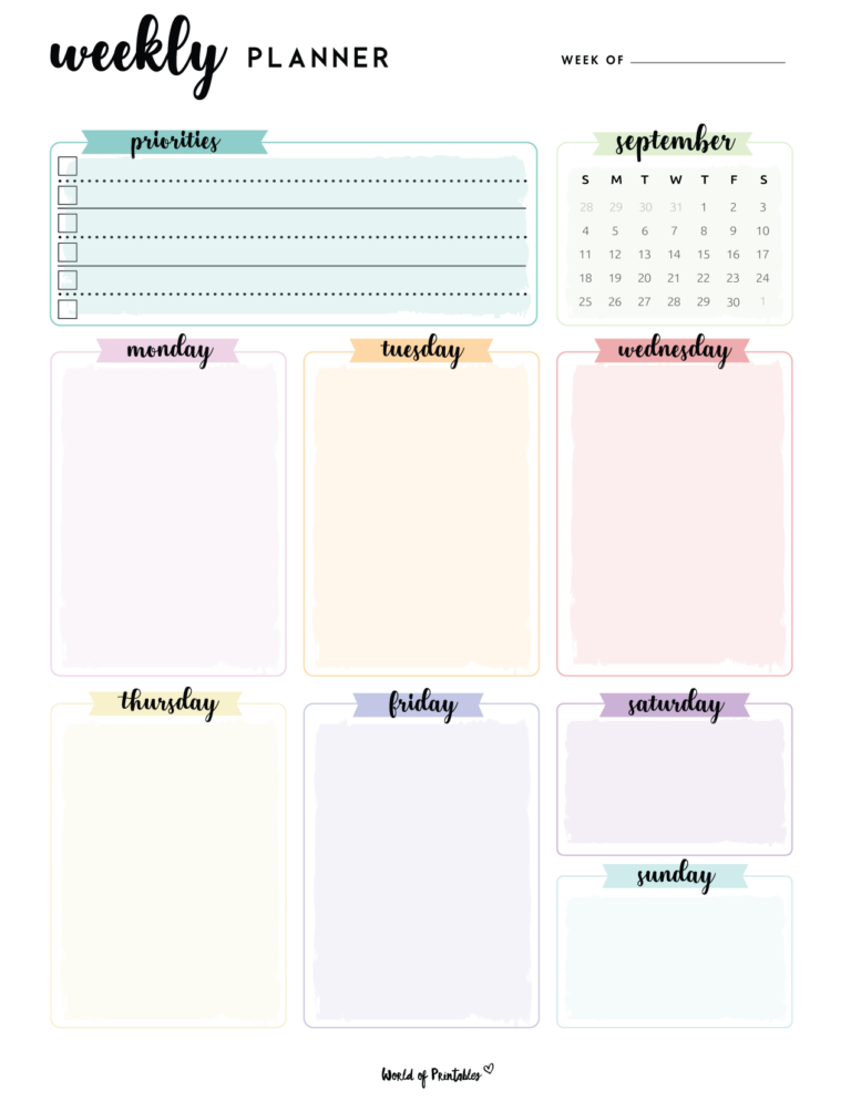 Free Cute September Calendar & Planner Printable Set - World of Printables