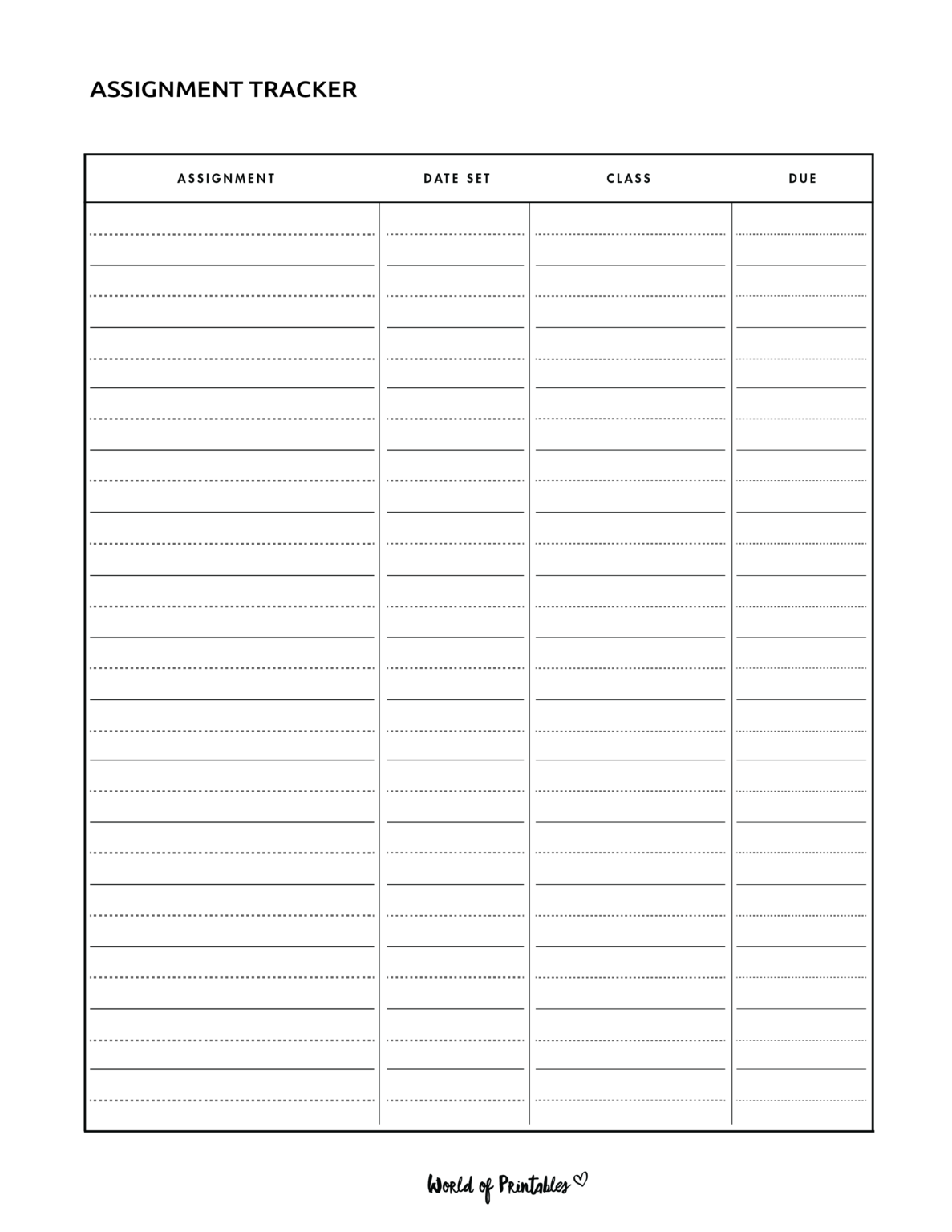 Assignment Tracker - Keep Track Of All Your Assignments