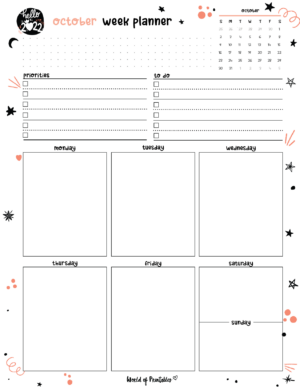Free Cute October Calendar & Planner Printable Set - World of Printables