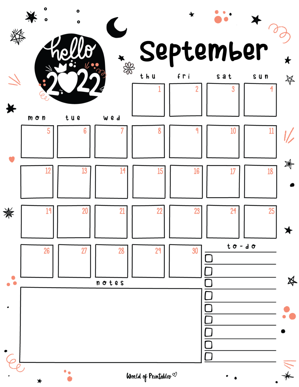 Free Cute September Calendar & Planner Printable Set - World of Printables