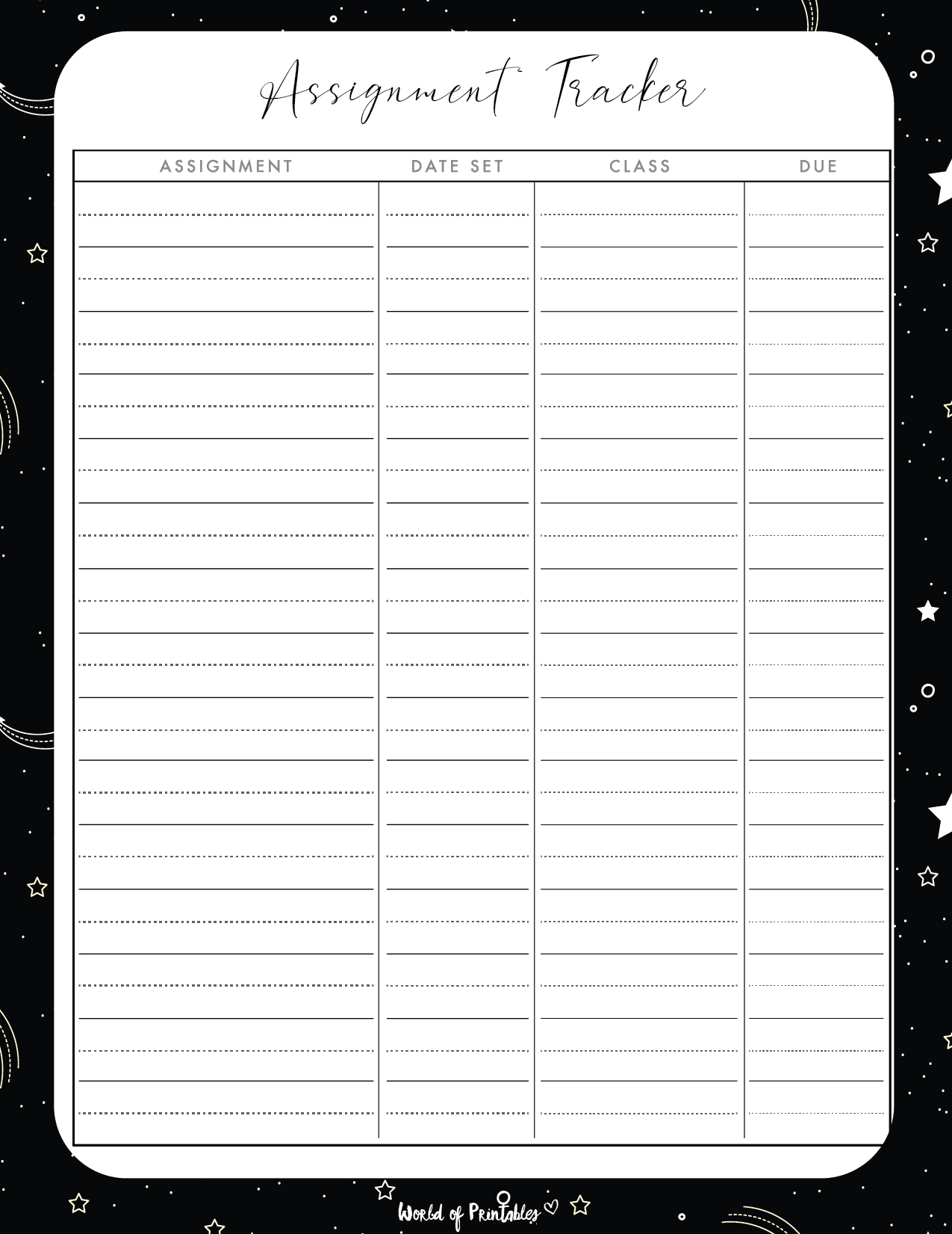 Free Printable Assignment Tracker | Gerald Printable