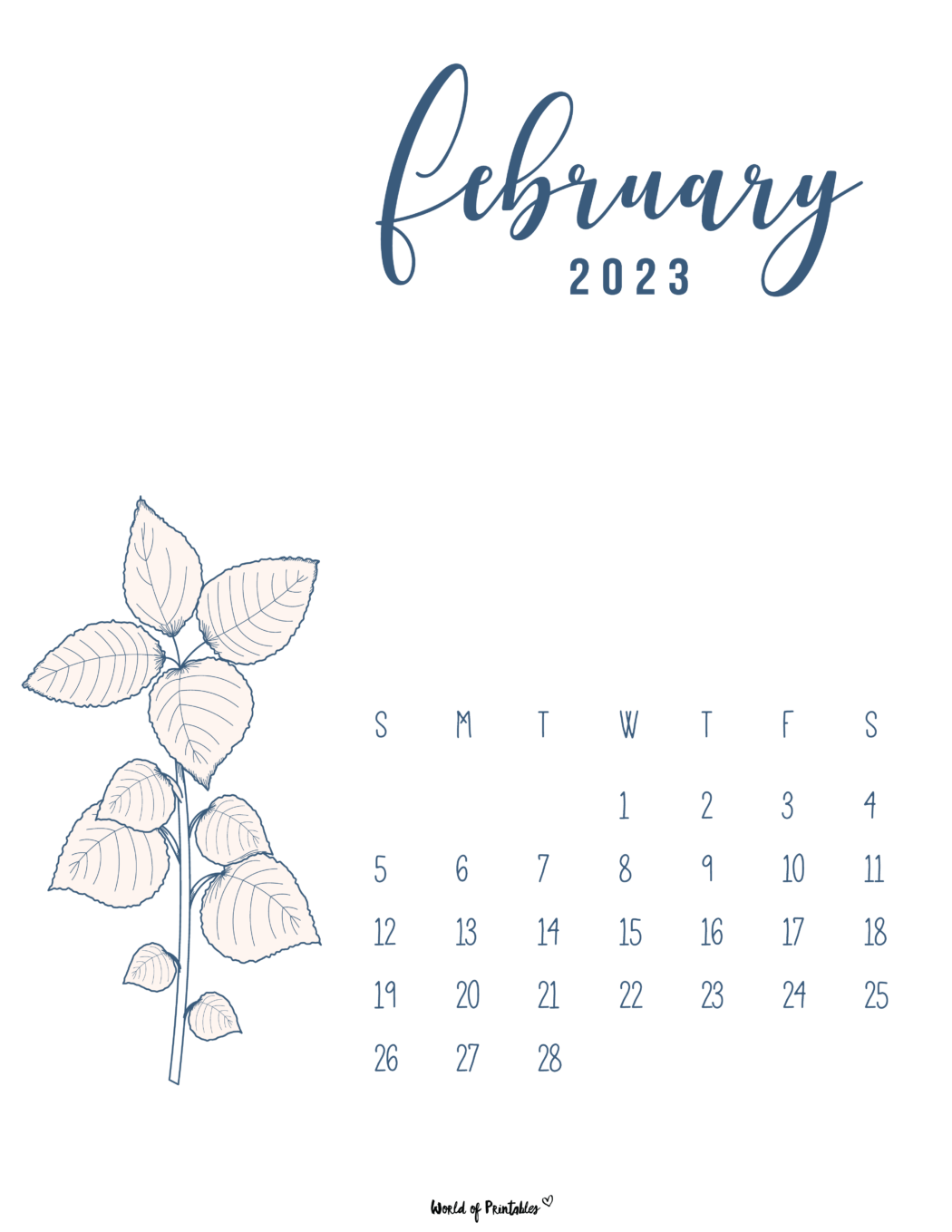 Free Printable February 2023 Calendars - World of Printables