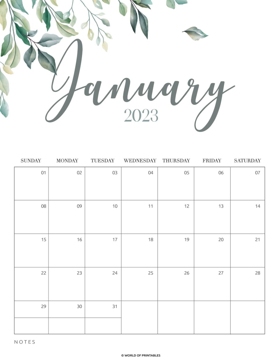 Free Printable January 2023 Calendars - World of Printables