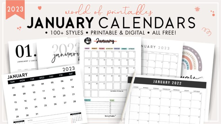 Free Printable January 2024 Calendars - World of Printables