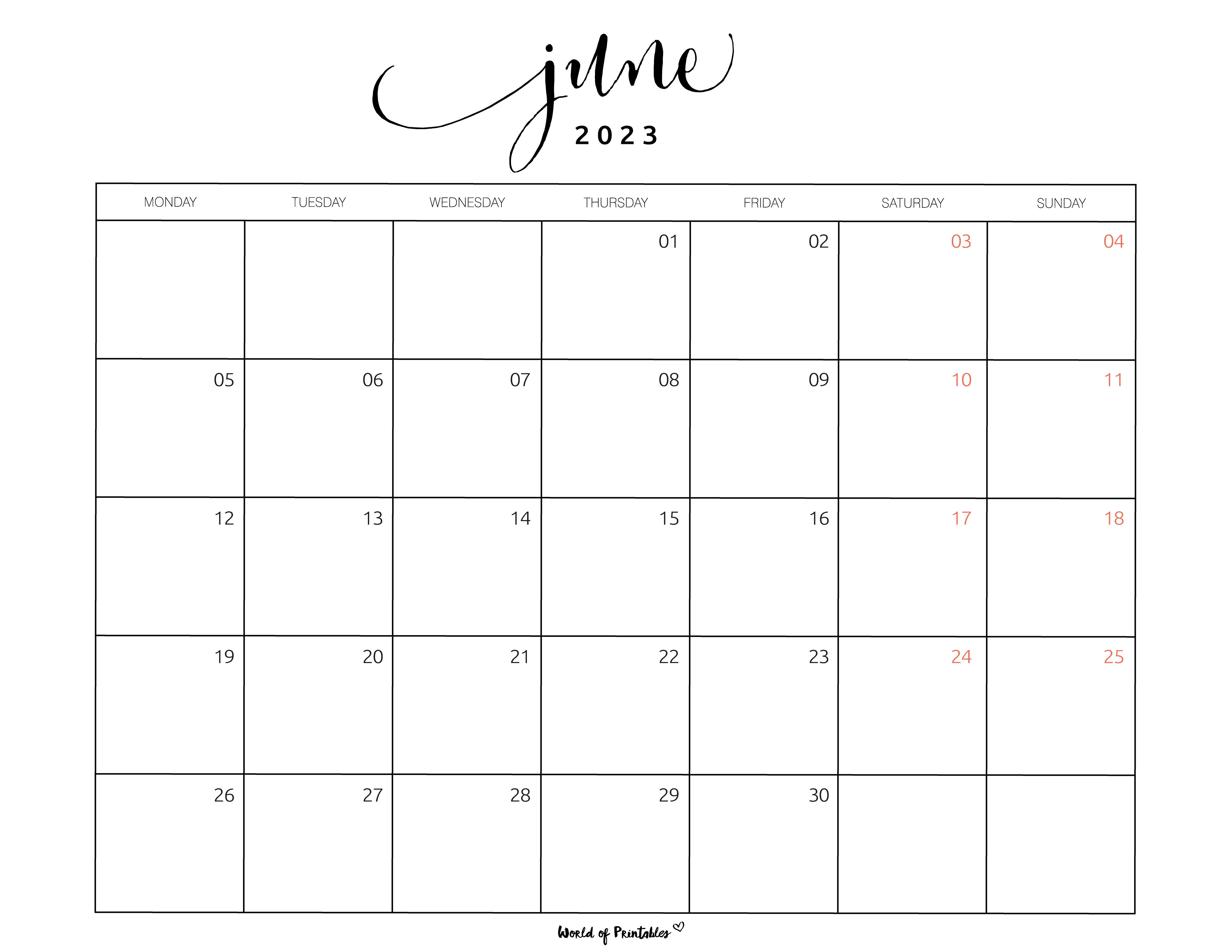 June 2023 Calendar 9 Cute Free Printables Saturdaygift June 2023 
