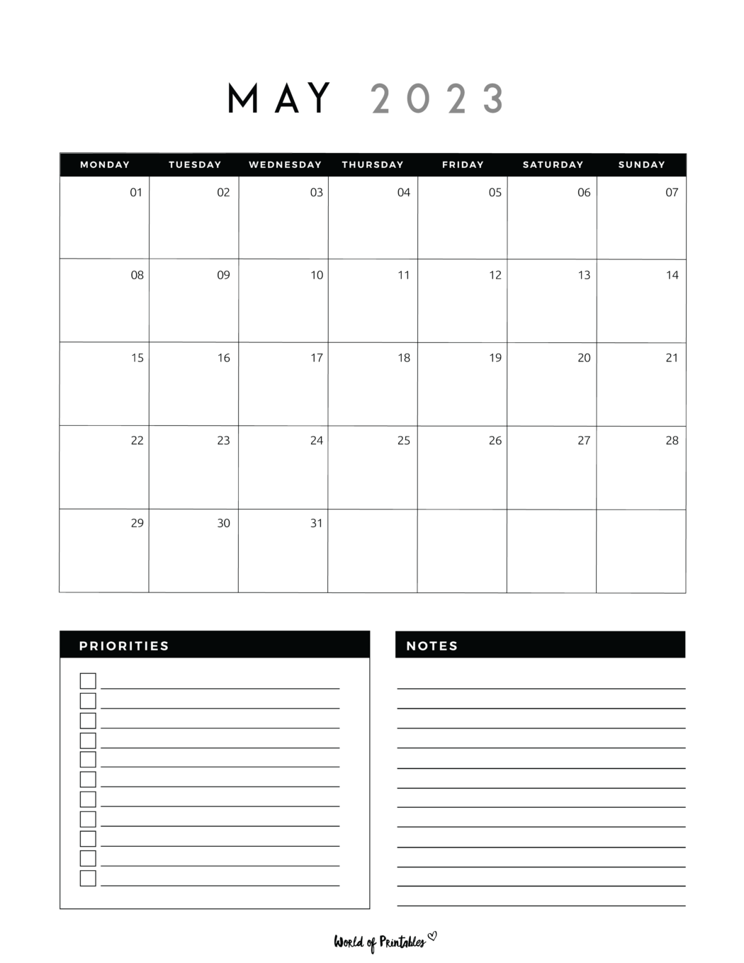 May 2023 Calendars | 100+ Best Printables - World of Printables