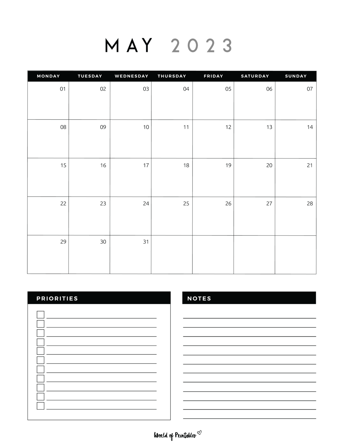 May 2023 Calendars | 100+ Best Printables - World of Printables