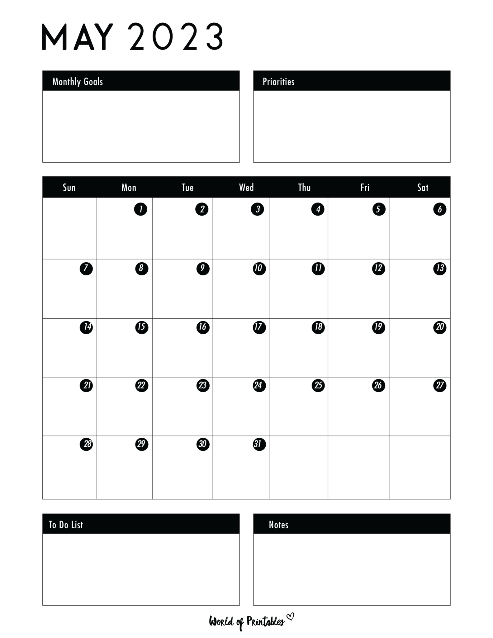May 2023 Calendars | 100+ Best Printables - World of Printables