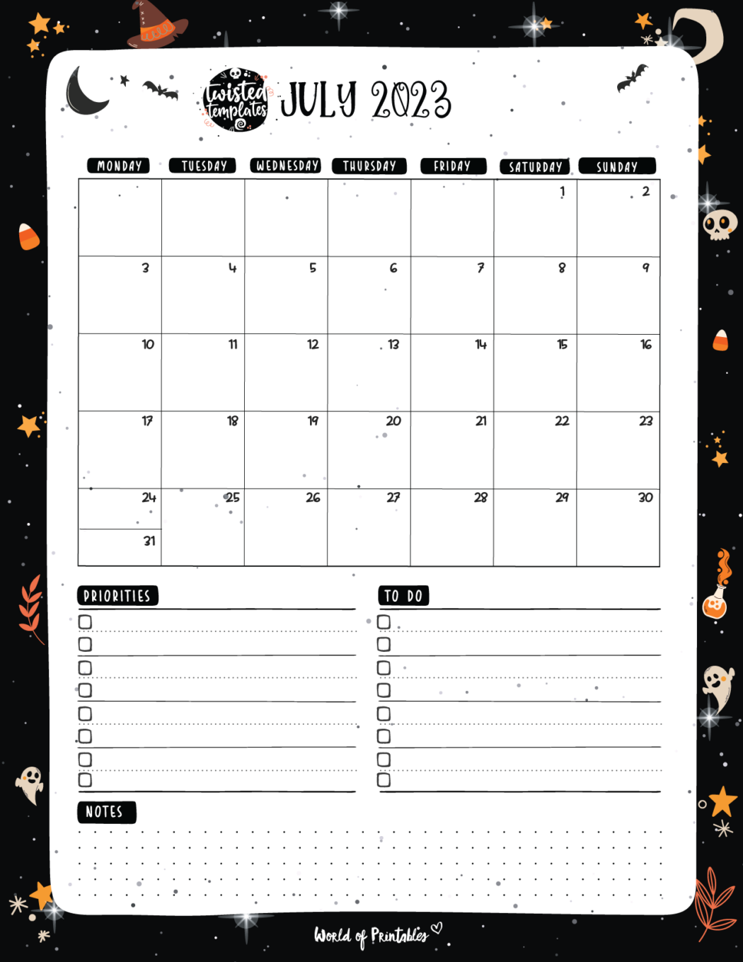 Witchy Calendar - 2023 - World of Printables