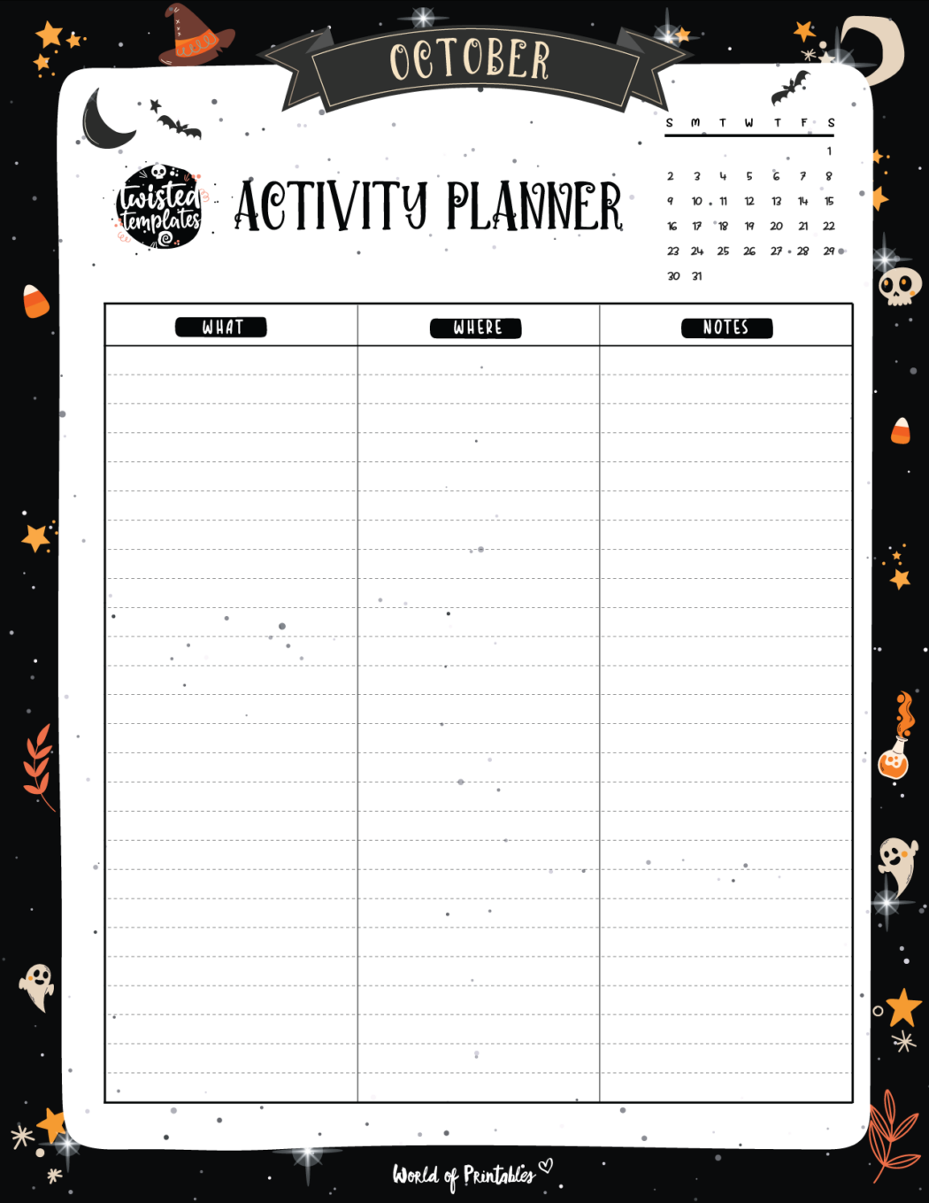 Free October Witchy Planners - World of Printables