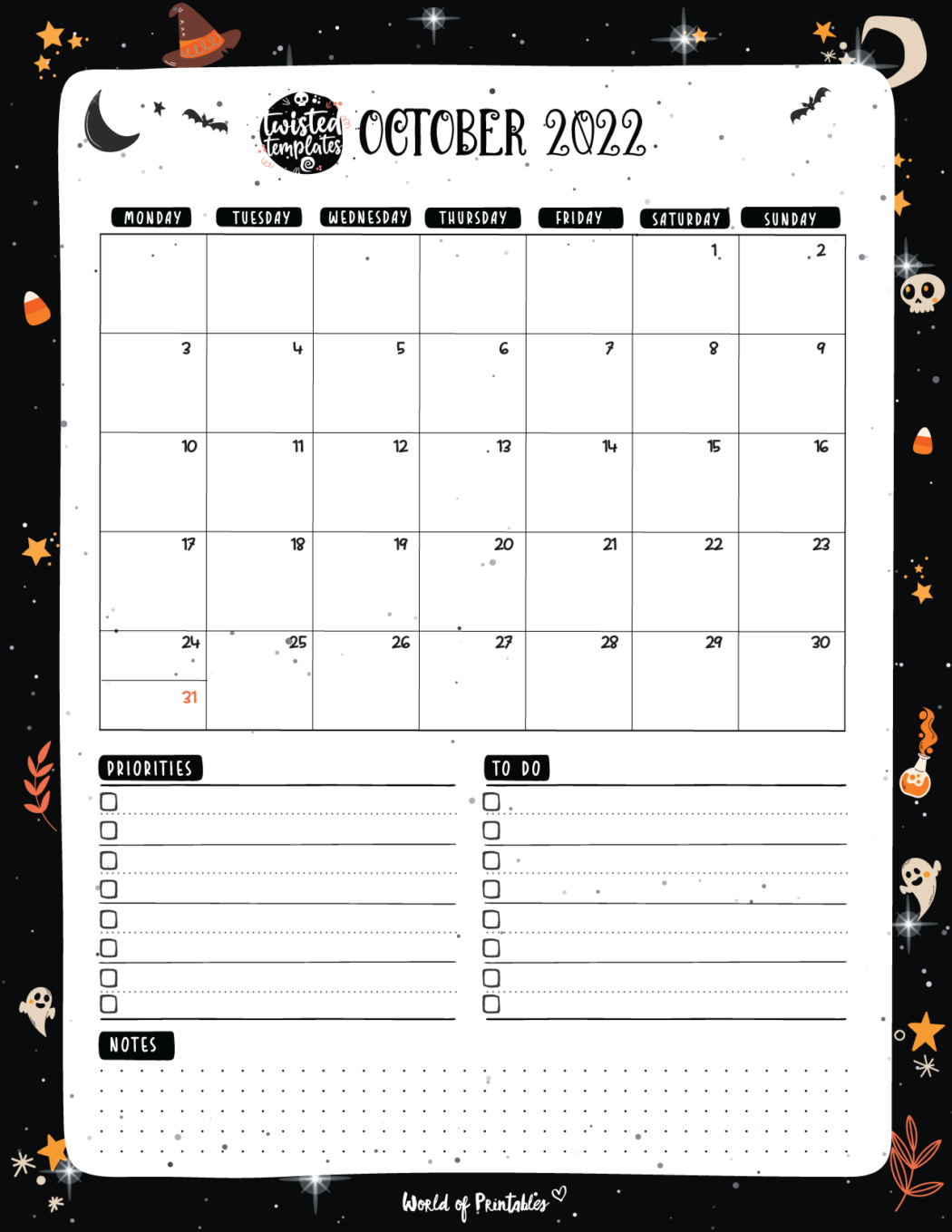 Free October Witchy Planners - World of Printables
