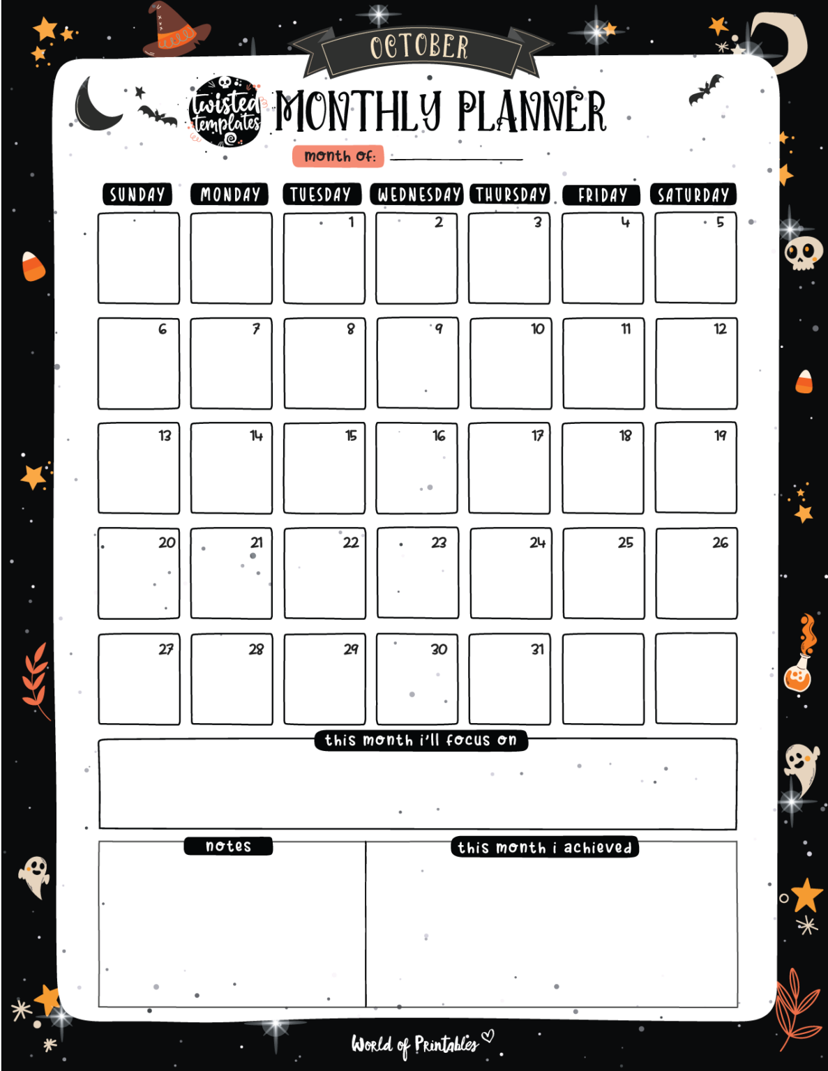 Free October Witchy Planners - World of Printables