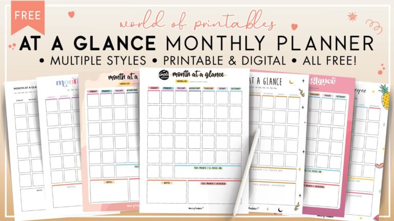 At A Glance Monthly Planner | 15+ Best Styles