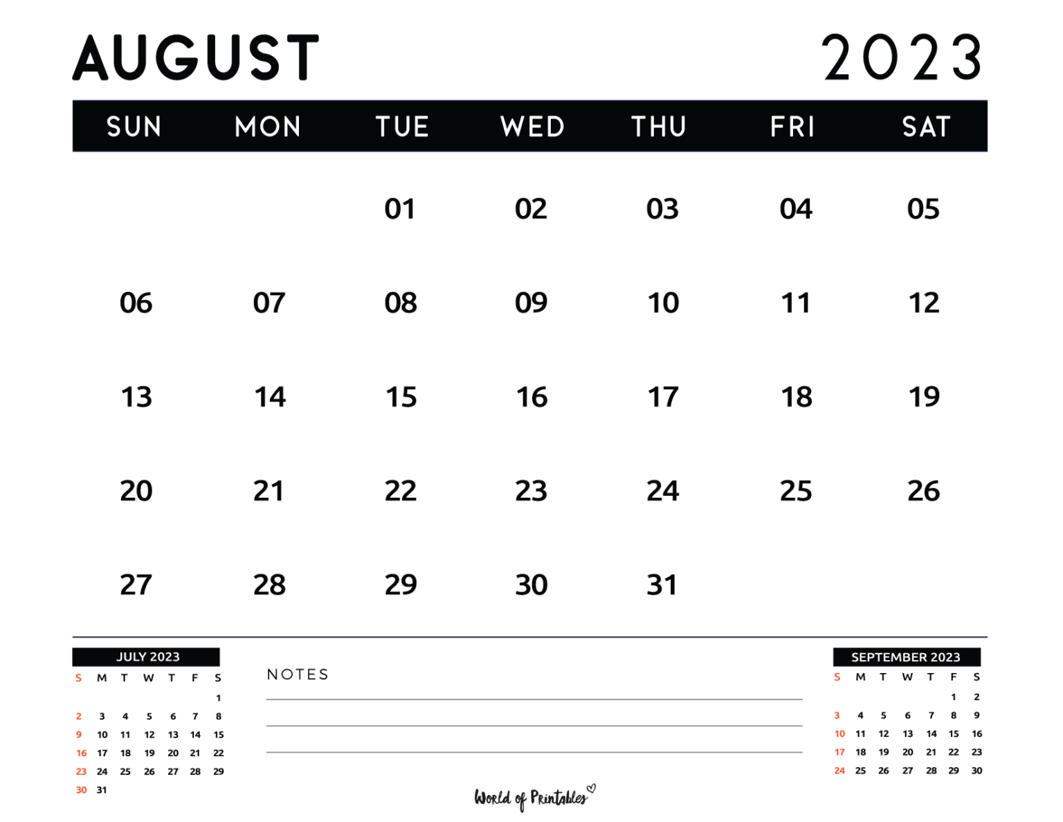 108 Best August 2023 Calendars - World of Printables