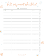 Free Bill Payment Checklist PDF - World of Printables