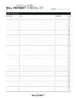 Free Bill Payment Checklist PDF - World of Printables
