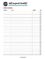Free Bill Payment Checklist PDF - World of Printables