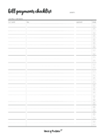 Free Bill Payment Checklist PDF - World of Printables