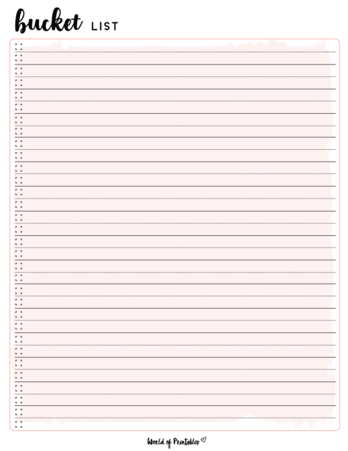 Bucket List Template - 16 Inspirational Styles | World of Printables