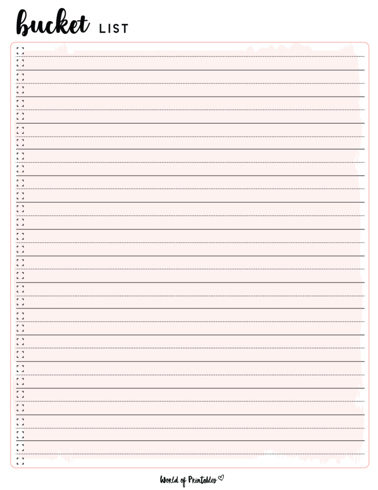Bucket List Template - 16 Inspirational Styles | World of Printables