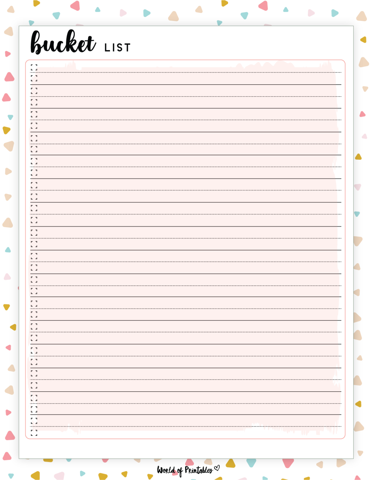 Bucket List Template - 16 Inspirational Styles | World of Printables