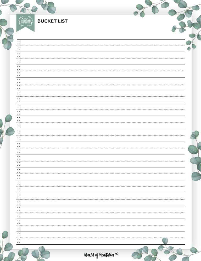 Bucket List Template - 16 Inspirational Styles | World of Printables