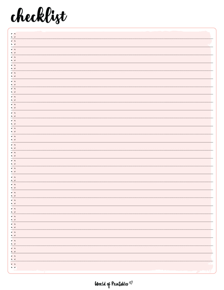 Checklist Template - 25 Best Styles | World of Printables