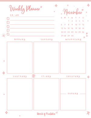 Free Cute November Calendar & Planner Printable Set - World of Printables