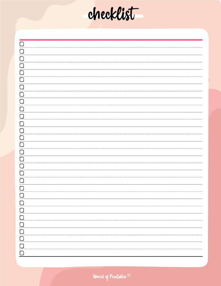 Checklist Template - 25 Best Styles | World of Printables