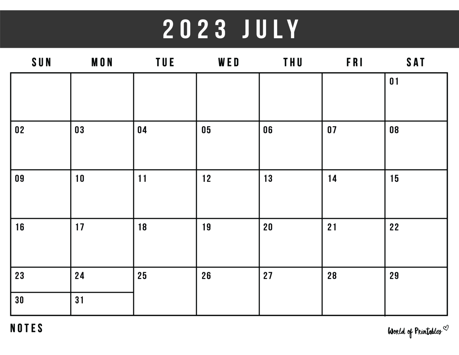 July 2023 Calendars | 100+ Best - World of Printables