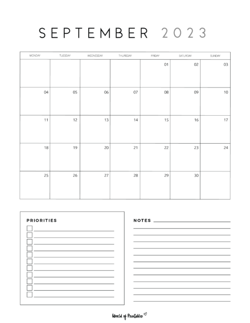 September 2023 Calendars | 100+ Styles - World of Printables