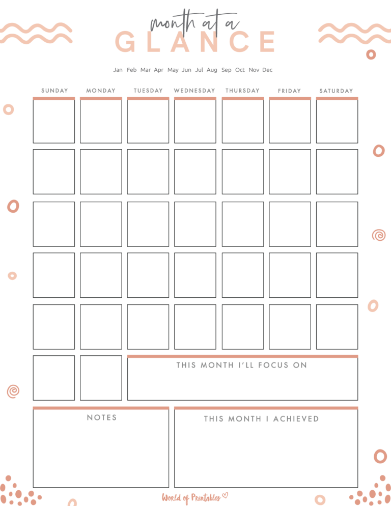 At A Glance Monthly Planner | 15+ Best Styles