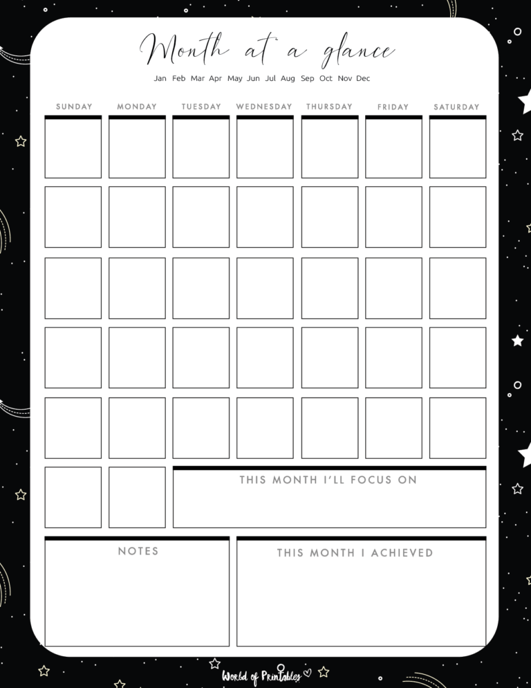 At A Glance Monthly Planner | 15+ Best Styles
