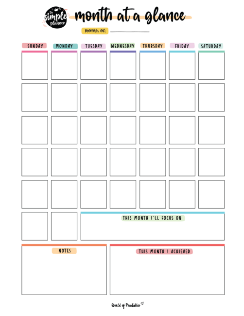 At A Glance Monthly Planner | 15+ Best Styles