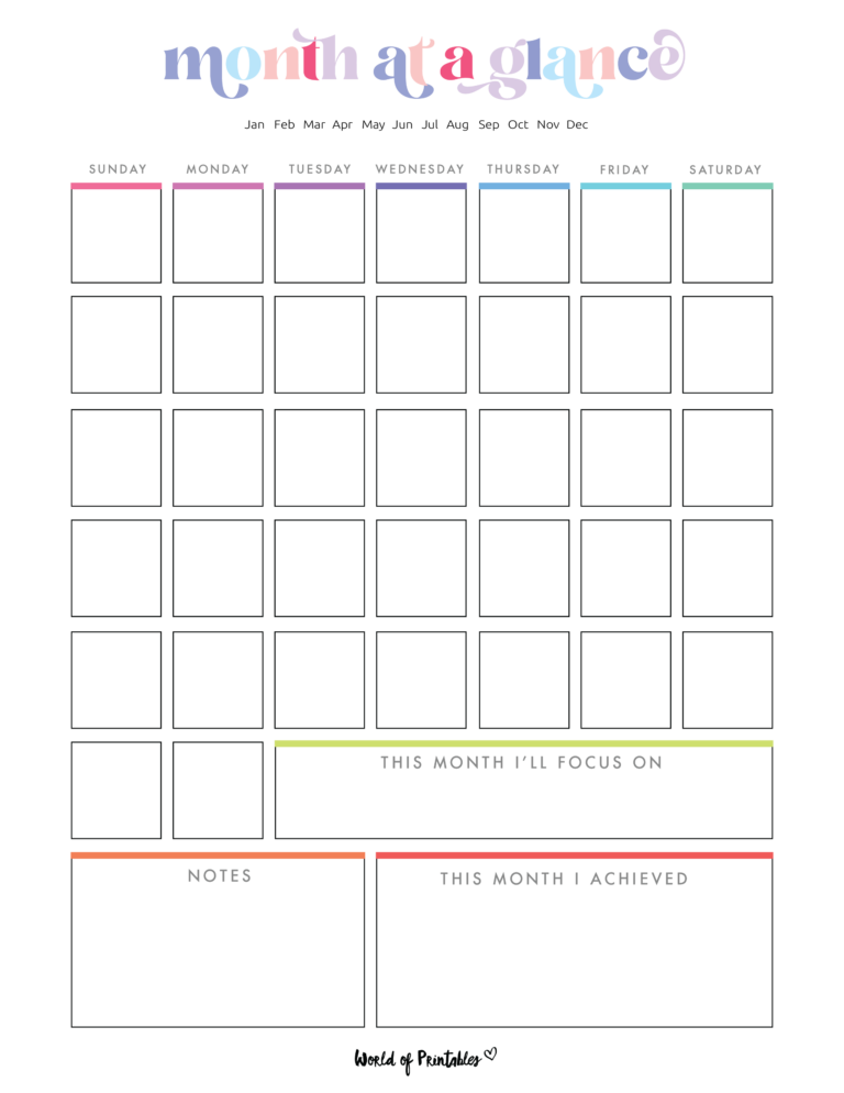 At A Glance Monthly Planner | 15+ Best Styles