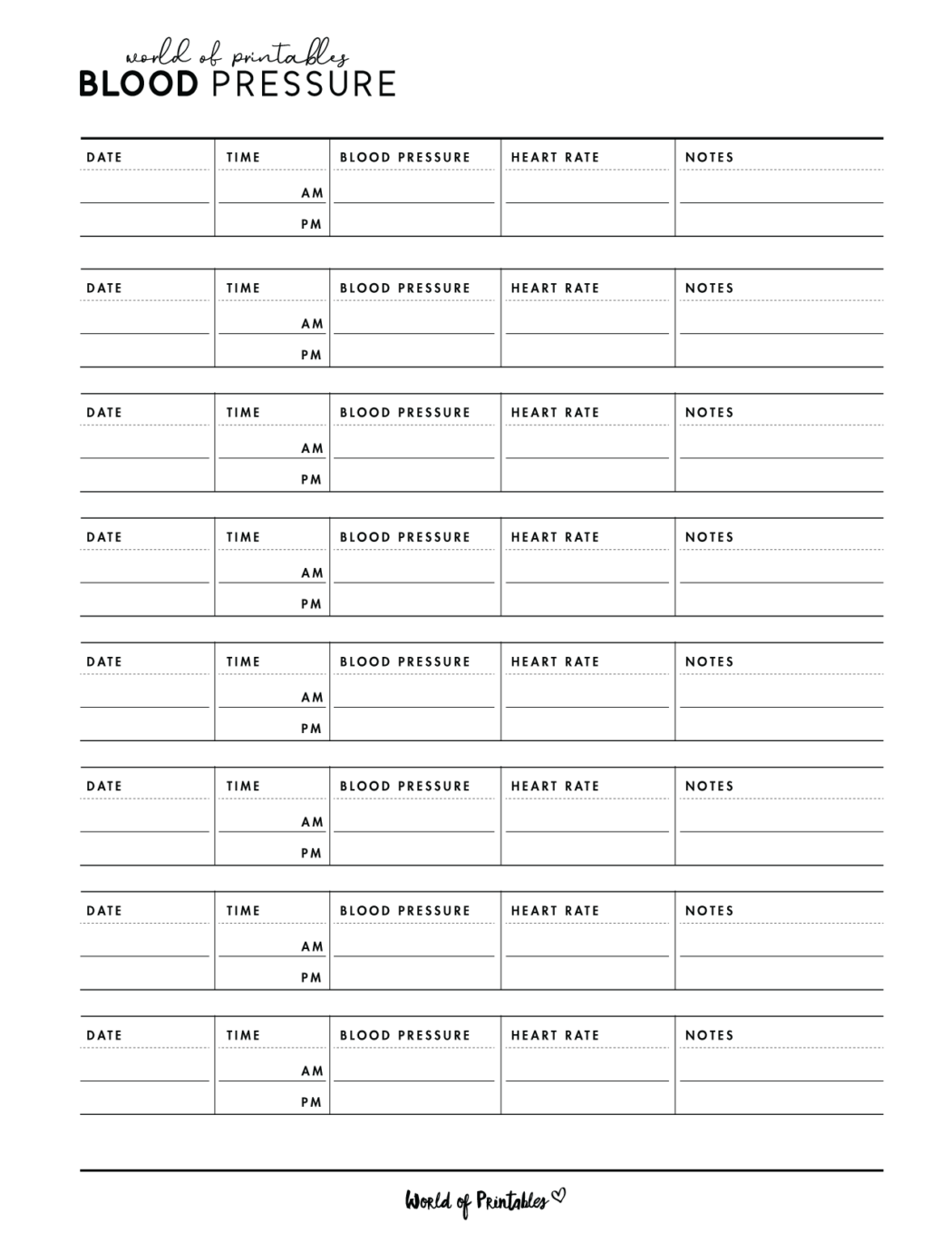 Download Blood Pressure Tracker PDF - World of Printables