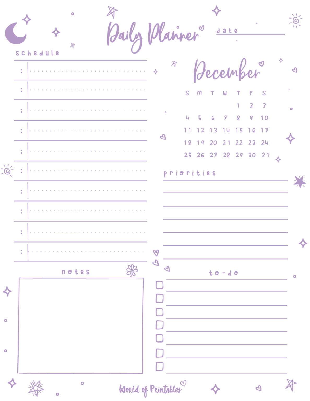 Free Cute December 2022 Calendar & Planner Printable Set - World of ...
