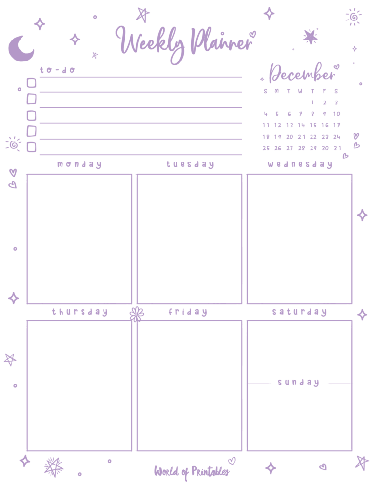 Free Cute December 2022 Calendar & Planner Printable Set - World of ...