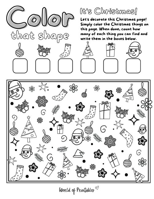 Free Printable I Spy Christmas Coloring Page Game - World of Printables