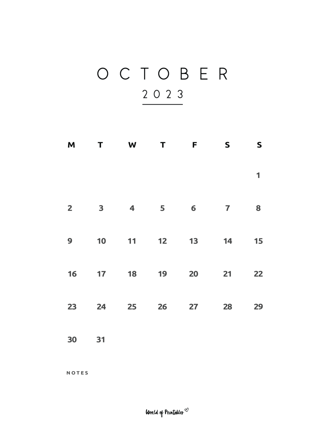 October 2023 Calendars | 100+ Styles - World of Printables