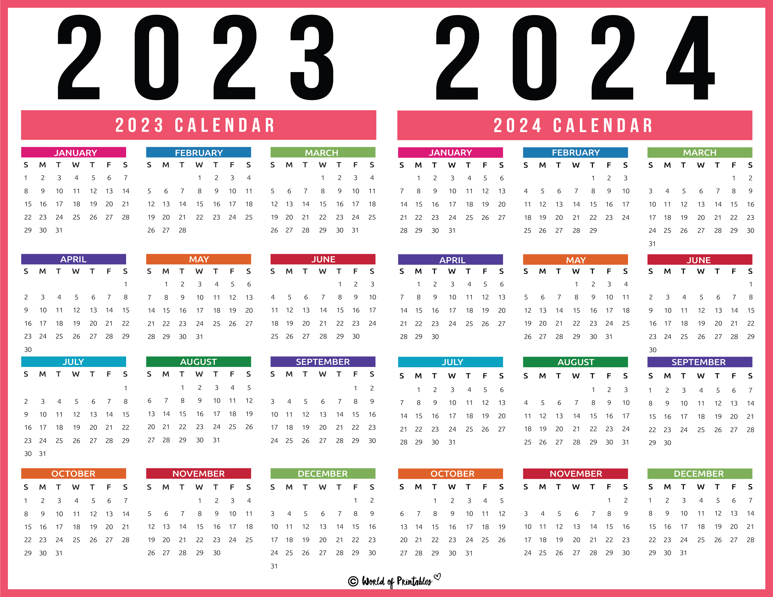 Printable 3024 Calendars