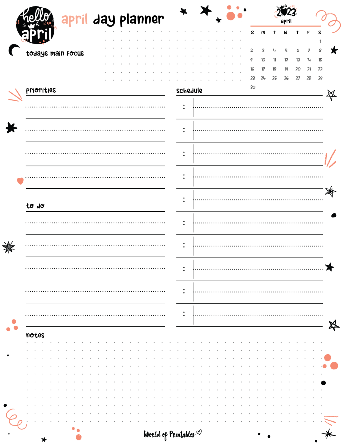 Cute April Calendar & Planner Printable Set - World of Printables
