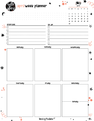 Cute April Calendar & Planner Printable Set - World of Printables