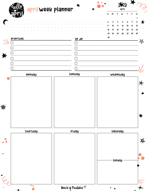 Cute April Calendar & Planner Printable Set - World of Printables