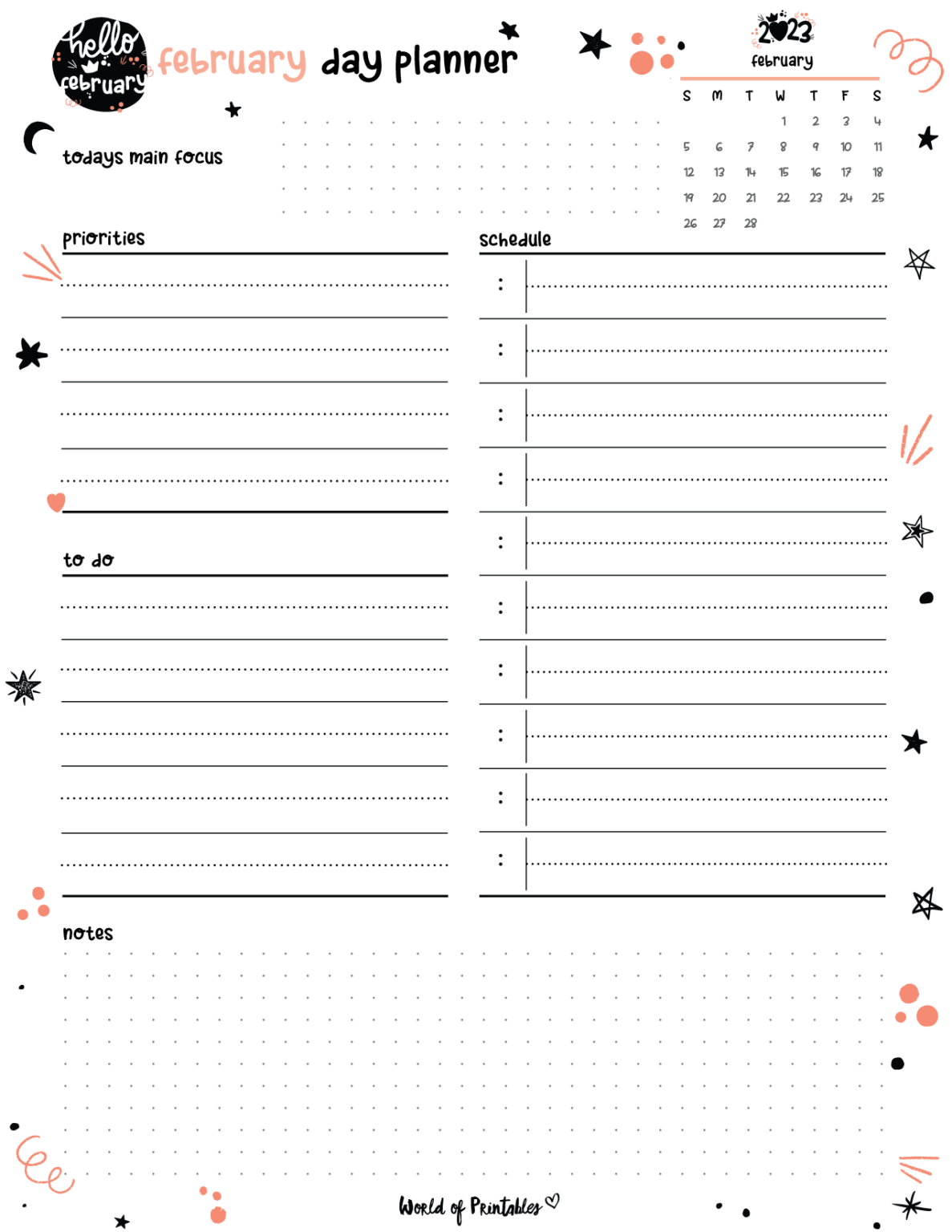 Cute February 2023 Calendar & Planner Set - World of Printables