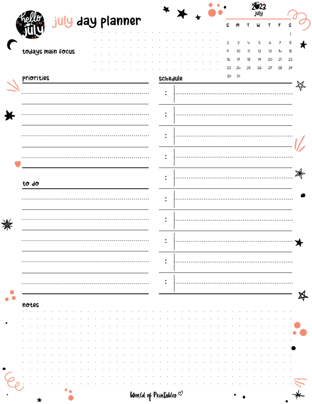 Cute July 2023 Calendar & Planners