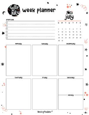 Cute July 2023 Calendar & Planners