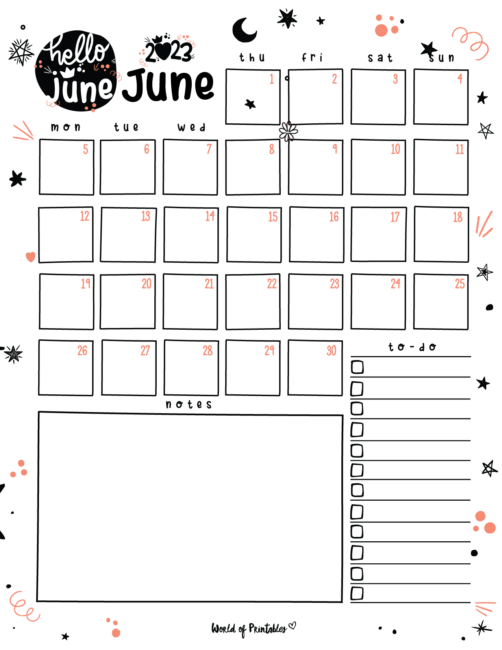Cute June 2023 Calendar & Planner Set - World of Printables