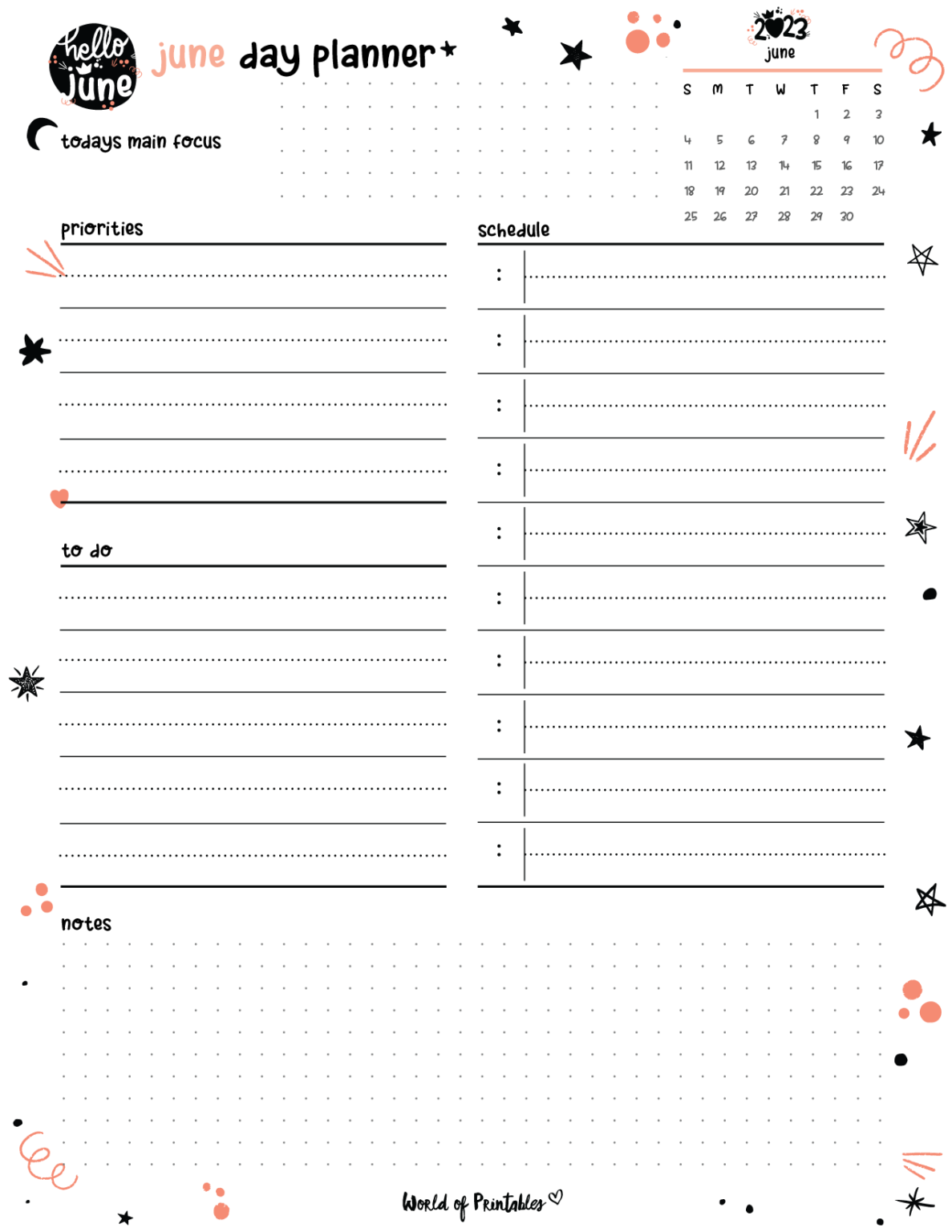 Cute June 2023 Calendar & Planner Set - World of Printables