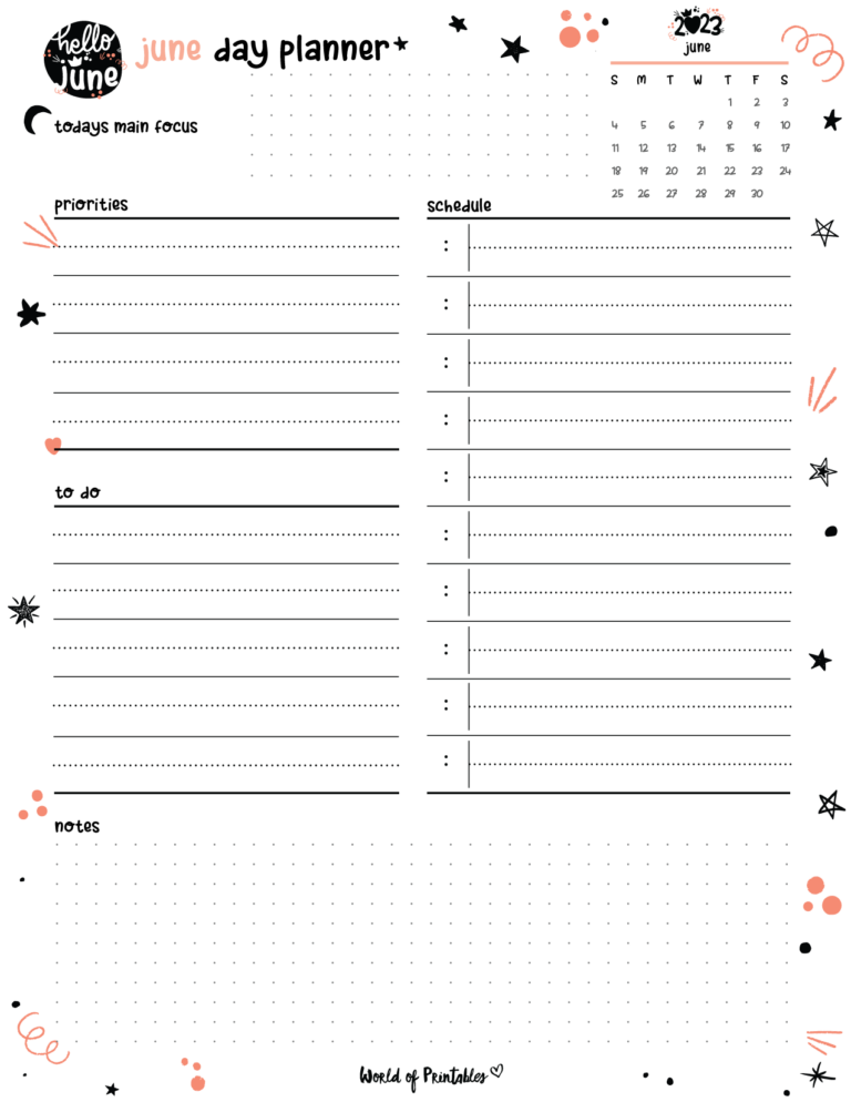 Cute June 2023 Calendar & Planner Set - World of Printables